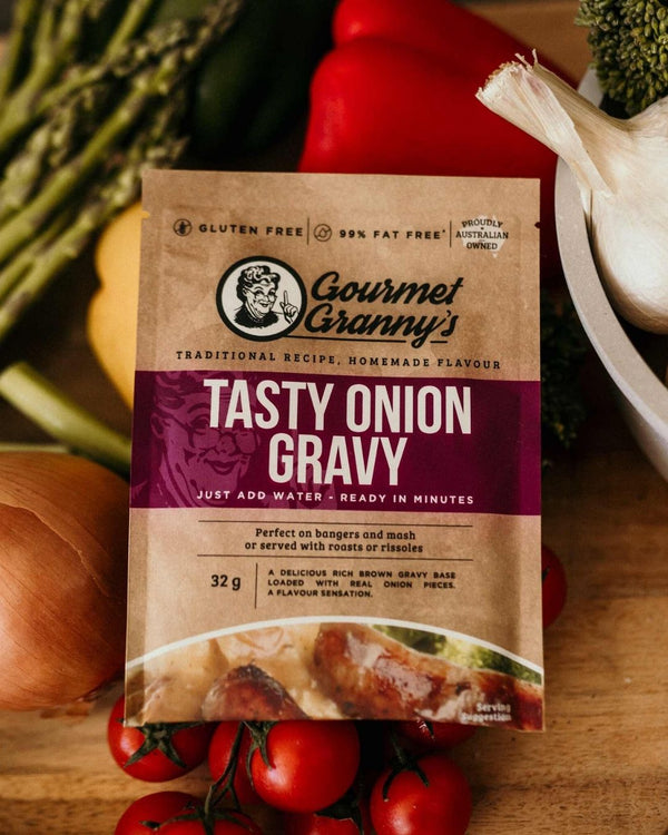 Tasty Onion Gravy Mix - 15 x 32g Dry Powder Sachets - Gourmet Granny's