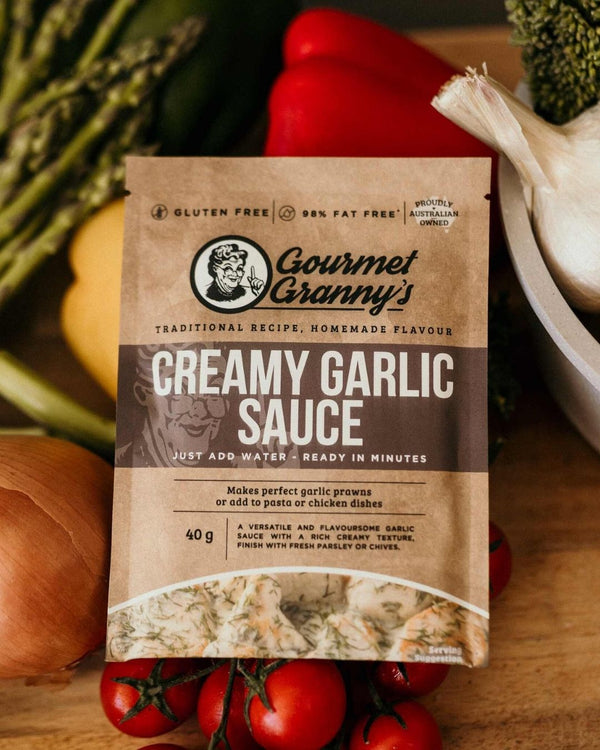 Creamy Garlic Sauce - 12 x 40g Dry Powder Sachets - Gourmet Granny's