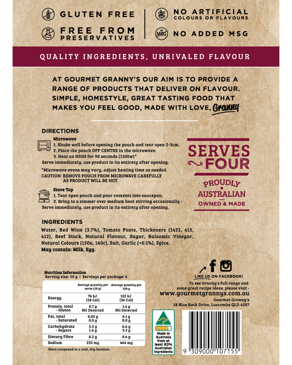 Liquid Heat and Serve Red Wine & Garlic Jus - 6 x 200g Pouches ...